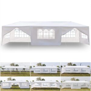 kepooman 10' x 30' outdoor gazebo canopy waterproof party tent wedding canopy with 8 removable sidewalls & brighter church windows