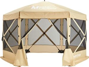 mastercanopy 10x10 portable screen house room pop up gazebo outdoor camping tent with carry bag(10x10,beige)