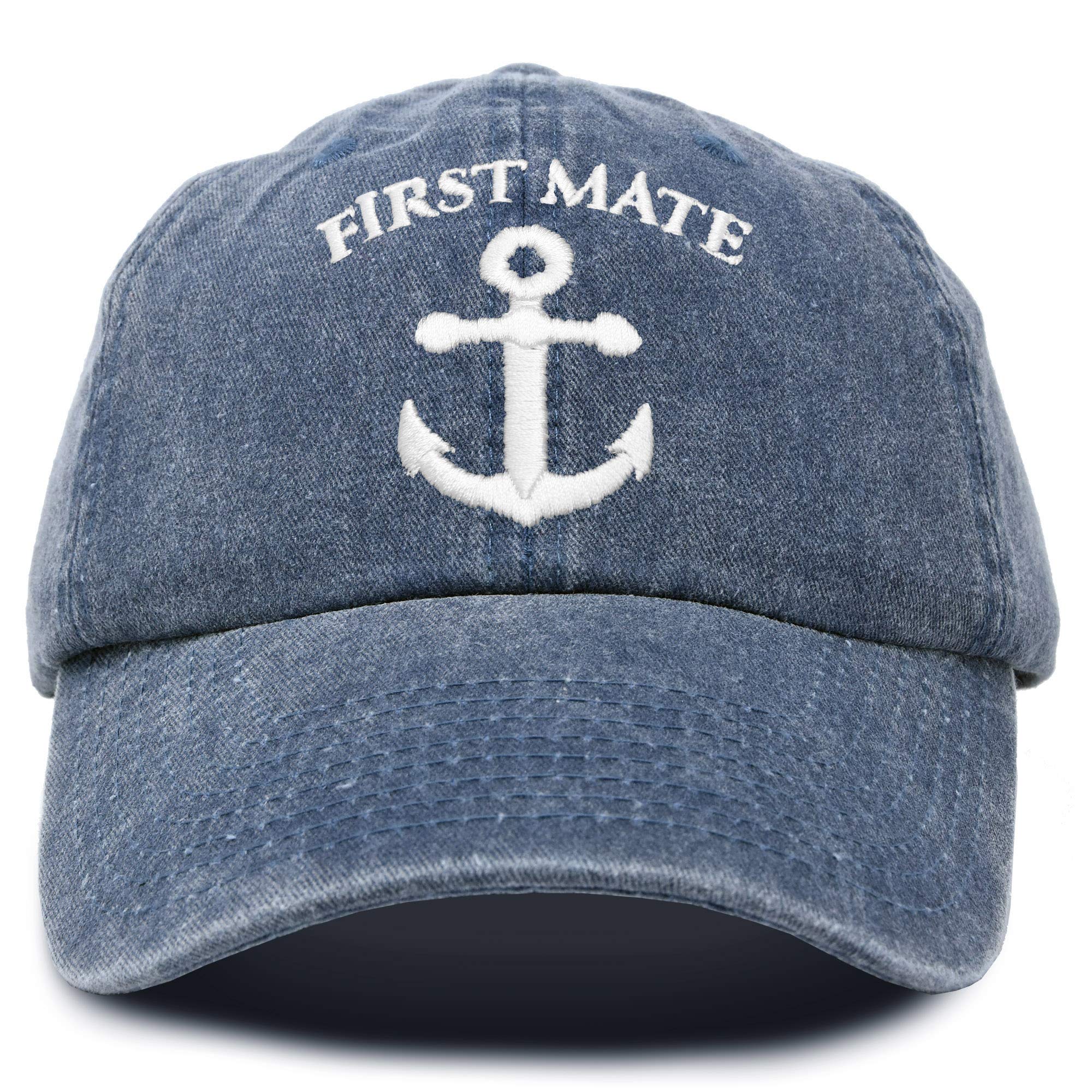 DALIX First Mate Hat Sailing Baseball Cap Sailor Gift Men Women Blue Vintage