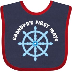 inktastic Grandpas First Mate Sailing Nautical Boys Baby Bib Navy and Red 28c9b