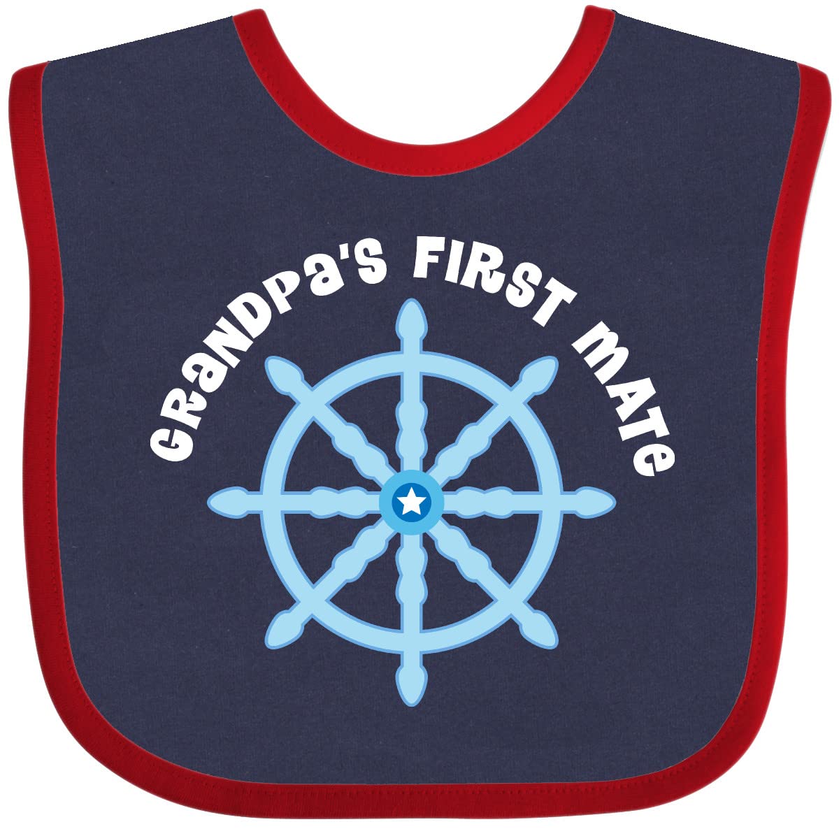 inktastic Grandpas First Mate Sailing Nautical Boys Baby Bib Navy and Red 28c9b