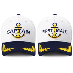 captain hat & first mate | matching skipper boating baseball caps | nautical marine sailor navy hats (captain & first mate)