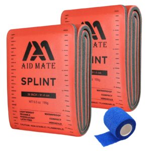 aid mate first aid splint 36" x 4.3",2 pack with 1 extra adhesive tape, brace support splint for arm leg broken bones fracture