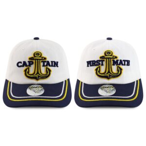 trendy apparel shop captain & first mate 3d embroidered baseball 2 pc cap set - captain first mate