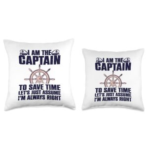 Boat Captain Gift First Mate Accessories & Stuff Cool Captain for Men Women Pontoon Boat Owner Throw Pillow, 16x16, Multicolor