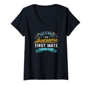 womens funny first mate shirt awesome job occupation graduation v-neck t-shirt