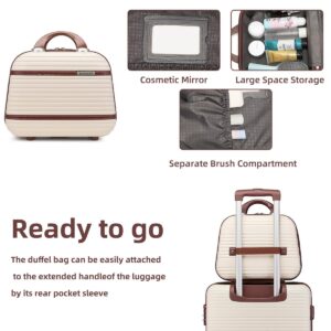 Lulusail Luggage Sets 6 Piece with two Cosmetic Case, Expandable(Only 28 & 24") Hardside Luggage with 360° Spinner Wheels, Durable Luggage Set Clearance For Women Men, Cream