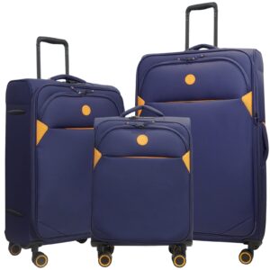 verage cambridge lightweight 3 piece luggage sets softside expandable suitcase with spinner wheel,navy,3-piece set(20/24/29)