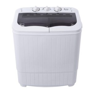 vasitelan compact mini twin tub washing machine, portable laundry washer w/wash and spin cycle combo, built-in drain, 14.3lbs capacity for camping, apartments