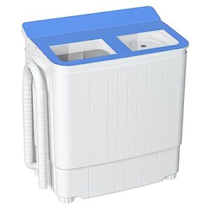 intergreat portable washing machine with twin tub, 17.6 lbs portable washer and dryer combo, mini washing machine for camping, dorms, college apartments, rv, rooms (blue)