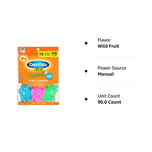 DenTek Kids Fun Flossers, Wild Fruit, 90 Count