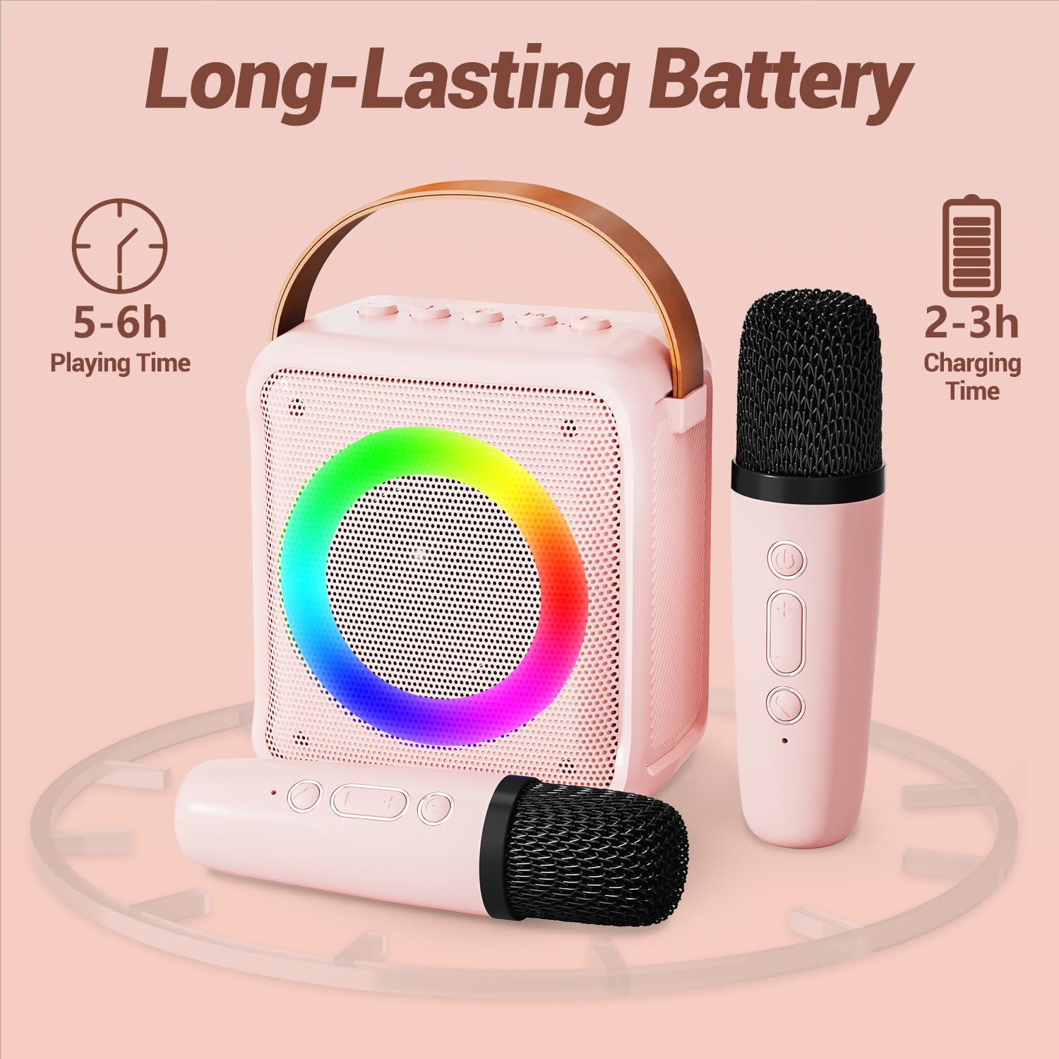 Ankuka Toys Karaoke Microphone Machine for Girls, 4-12 Years Old Girls Birthday Gifts, Portable Speaker with 2 Microphones for Kids Age 3, 4, 5, 6, 7, 8, 9, 10+Year Old(Pinkcolor)