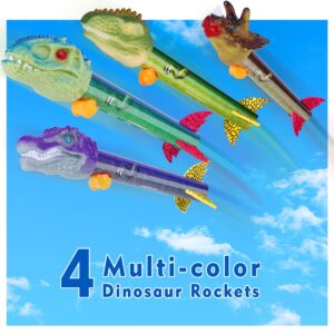 Gizzjoy Dinosaur Toy Rocket Launcher for Kids - Launch Up to 100 Ft, 4 Rockets, Outdoor Outside Toys for Kids, Dinosaur Toys, Birthday Gifts for 3 4 5 6 7 8-12 Year Old Boys Girls