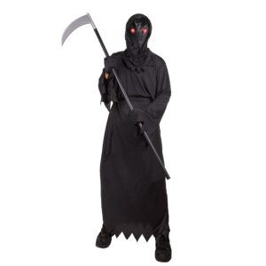 kangaroo black grim reaper costume for kids – phantom costume with glowing red eyes - cosplay night reaper robe - kids halloween costume, cosplay, role play, themed parties for boys and girls