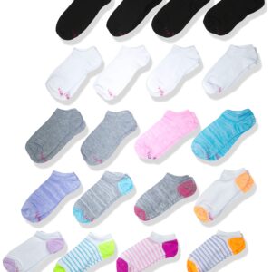 Hanes girls 20-pair Super Value Super No Show fashion liner socks, Assorted, Medium US