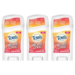 tom's of maine aluminum-free wicked cool! natural deodorant for kids, summer fun, 1.6 oz. (pack of 3) (packaging may vary)