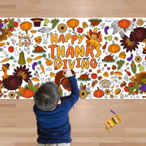 ohome thanksgiving giant coloring poster/tablecloth-thanksgiving crafts for kids-30 x 72 inches jumbo paper coloring banner thanksgiving games activities for kids gifts - thanksgiving decorations