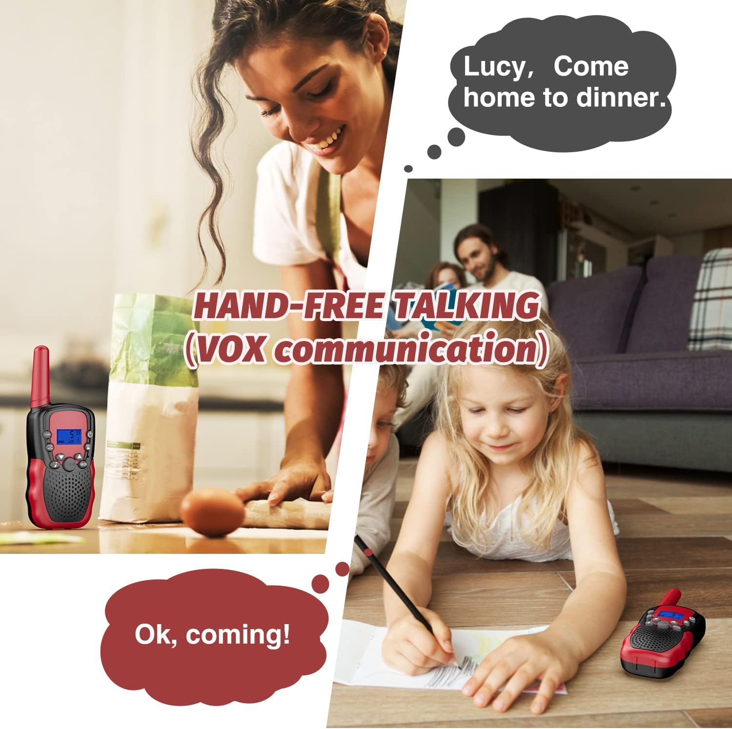 Selieve Outdoor Toys for Kids Ages 4-8, Walkie Talkies for Kids Long Distance 22 Channels 2 Way Radio Interactive Toys Birthday Gifts for 3-12 for Girls and Boys Red Black