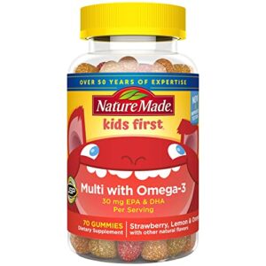 nature made kids first multivitamin with omega-3, kids vitamins and minerals for nutritional support, 70 kids multivitamin gummies