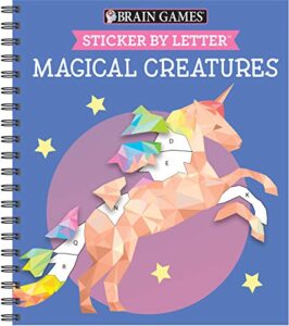 brain games - sticker by letter: magical creatures (sticker puzzles - kids activity book)