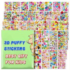 stickers for kids, 3d puffy stickers, 64 different sheets, 3200+ cute stickers, including animals, cars, airplane, food, letters, flowers, pets, cakes and tons more