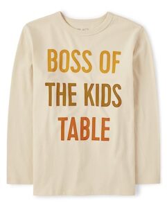 the childrens place boys' all holidays long sleeve graphic t-shirts, thanksgiving boss, medium