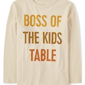 The Childrens Place Boys' All Holidays Long Sleeve Graphic T-Shirts, Thanksgiving Boss, Medium