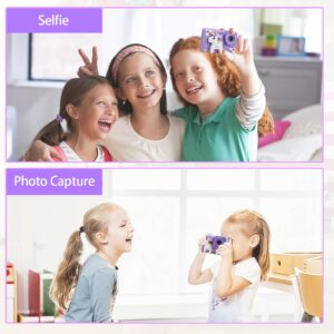 Kids Camera for Boys and Girls, Children Digital Video Toy Camera with Unicorn Silicone Building Blocks, Selfie Camera for Kids, Christmas Birthday Festival Gifts for Age above 6 with 32GB SD Card