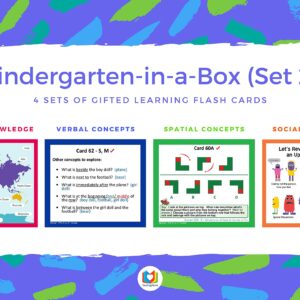 TestingMom.com Kindergarten-In-A-Box - Gifted Learning Flash Cards Bundle (Set 2) - General Knowledge, Verbal, Spatial, Social Emotional Learning - Gifted and Talented Test Prep for CogAT, WPPSI, NNAT