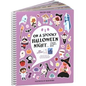 halloween sticker + coloring book for kids 3-5 spooky halloween crafts for kids (500+ cute halloween stickers for kids & 12 scenes) halloween activity books halloween coloring book for kids ages 4-8