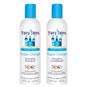 fairy tales tangle tamer detangling shampoo and conditioner for kids - ultra moisturizing and anti frizz protection - paraben free, sulfate free - 12 oz each bottle - 2 pack