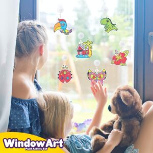 Creative Kids Window Paint Art Kit – Make Your Own Suncatchers Set – 24 Sun Catchers, 24 Suction Cups & 11 Paints – Suncatchers for Kids to Paint - DIY Window & Mirror Arts & Crafts Kit Children