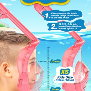 QingSong Kids Snorkel Mask Full Face, Snorkeling Set with Camera Mount, 180 Degree Panoramic View Snorkeling Gear Anti-Fog Anti-Leak