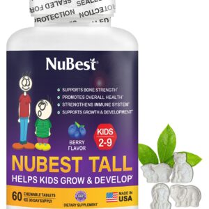 NuBest Tall Kids - Toddlers Vitamins & Kids Vitamins for Age 2 to 9 - Bone Strength & Immunity Support - Helps Kids, Toddlers Healthy - Animal Shapes - 60 Chewable Berry Tablets | 1 Month Supply