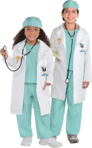 doctor costume (small 4-6) - includes lab coat, cap, shirt, pants, stethoscope, & badge - perfect for aspiring little medics & costume parties