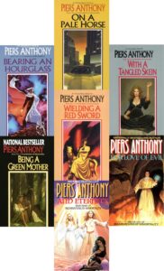 incarnations of immortality set (books 1-7) 1983-1990; on a pale horse, bearing an hourglass, with a tangled skein, weilding a red sword, being a green mother, for love of evil, & and eternity