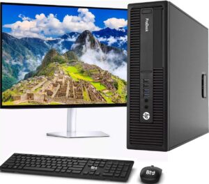 hp 600 g2 sff computer desktop pc, intel core i5-6500 3.2ghz processor, 8gb ram, 128gb m.2 ssd, 2tb hdd,wireless keyboard & mouse, wifi | bluetooth, new 19 monitor, windows 10 pro (renewed)