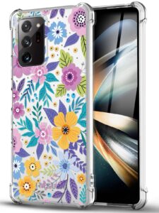 dntmzin for samsung galaxy note20 ultra case, clear tpu bumper women girl phone case, flower soft & flexible shockproof floral women phone cover,prevent watermarks a02-colorful flowers,6-n20u-02