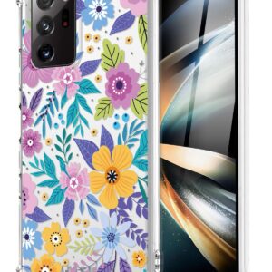 DNTMZIN for Samsung Galaxy note20 Ultra Case, Clear TPU Bumper Women Girl Phone Case, Flower Soft & Flexible Shockproof Floral Women Phone Cover,Prevent watermarks A02-Colorful Flowers,6-n20u-02