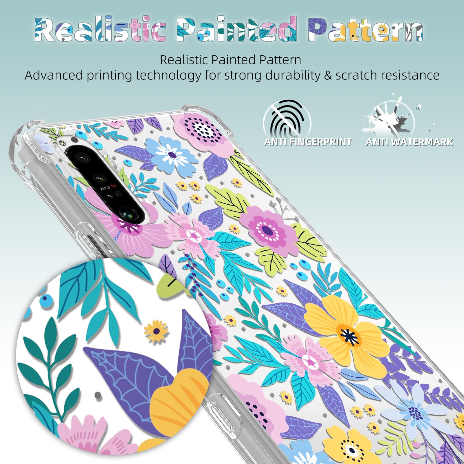 DNTMZIN for Samsung Galaxy note20 Ultra Case, Clear TPU Bumper Women Girl Phone Case, Flower Soft & Flexible Shockproof Floral Women Phone Cover,Prevent watermarks A02-Colorful Flowers,6-n20u-02