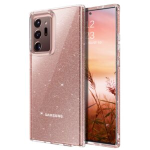 bentoben note 20 ultra case, clear glitter bling sparkly slim soft tpu rugged shockproof protective bumper phone case cover for samsung galaxy note 20 ultra 6.9" 5g,clear glitter