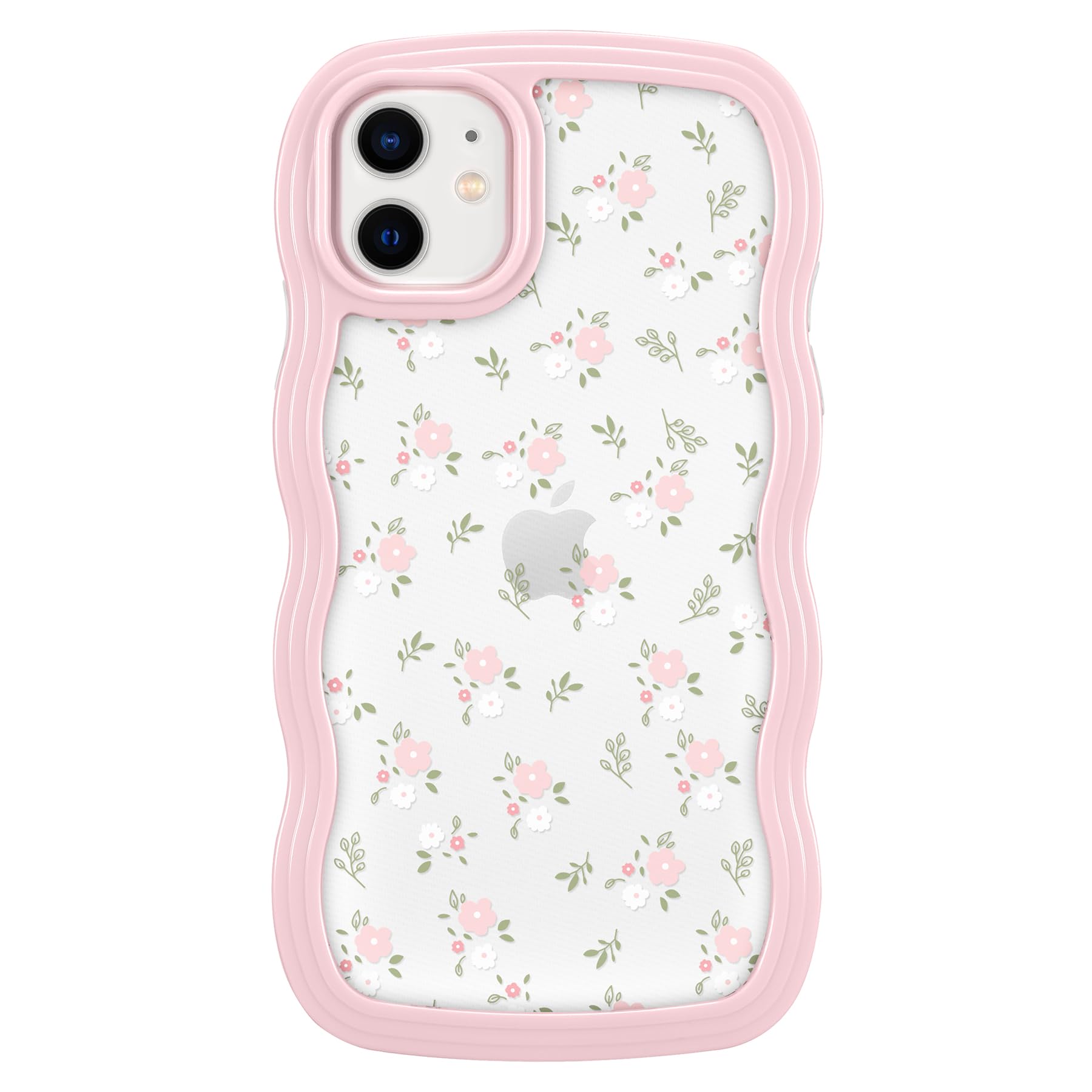 ZCDAYE Floral Case Compatible with iPhone 11, Aesthetic Flower Pattern & Cute Curly Wavy Shape Phone Case for Women Girls,Soft TPU Shockproof Cover for iPhone 11 (6.1 inch), Pink