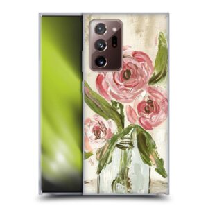 head case designs officially licensed haley bush pink vase floral painting soft gel case compatible with galaxy note20 ultra / 5g