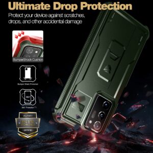 Dexnor for Samsung Galaxy Note 20 Ultra 5G Case, [Built in Screen Protector and Kickstand] Heavy Duty Military Grade Protection Shockproof Protective Cover for Samsung Galaxy Note 20 Ultra, Army Green