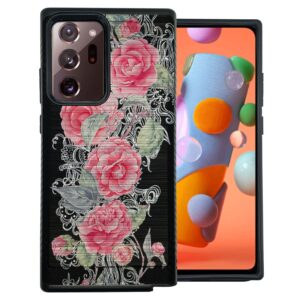 casesondeck slim case compatible with [samsung galaxy note 20 ultra / note20 ultra] [brushed armor] hybrid design case and dual layers (pink rose stream)