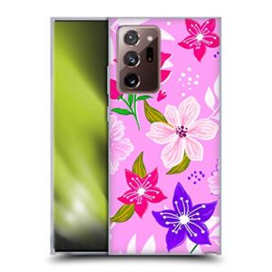 head case designs officially licensed haroulita pink flower mix soft gel case compatible with galaxy note20 ultra / 5g