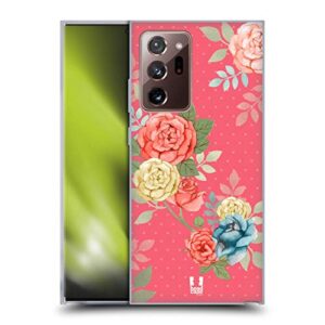 head case designs blooms in pink nostalgic rose patterns soft gel case compatible with galaxy note20 ultra / 5g