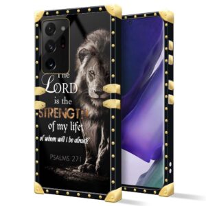 daizag case compatible with samsung galaxy note 20 ultra,b bible scripture lion square case luxury elegant women girls metal decoration corner retro soft case for samsung galaxy note 20 ultra