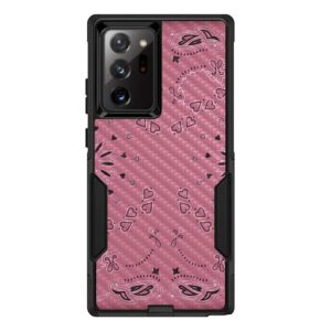 mightyskins carbon fiber skin for otterbox commuter for samsung galaxy note20 ultra 5g - pink bandana | protective, durable textured carbon fiber finish | easy to apply change style | made in the usa