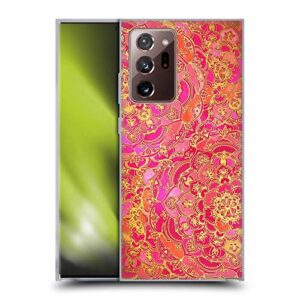 head case designs officially licensed micklyn le feuvre hot pink gold and orange mandala soft gel case compatible with galaxy note20 ultra / 5g